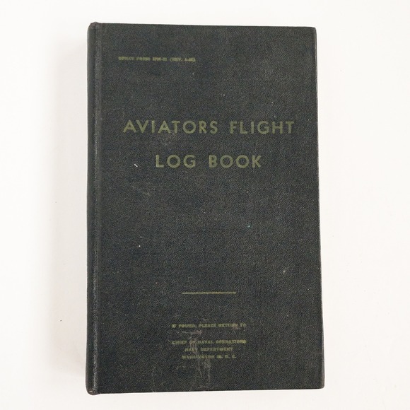 Office | Vintage Aviators Flight Log Book Us Navy Military Pilot ...
